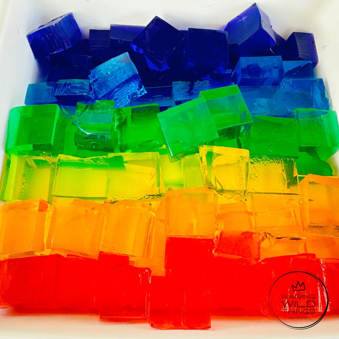How to Make Jello Blocks for Sensory Play - Raising Wild Things Sensory