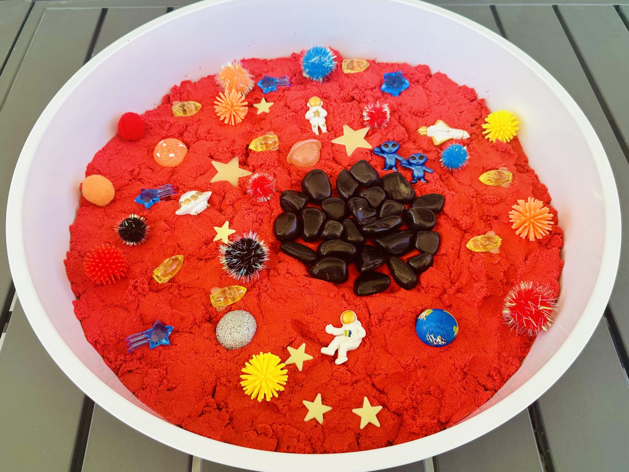 How To Make A Space Themed Sensory Bin - Raising Wild Things Sensory