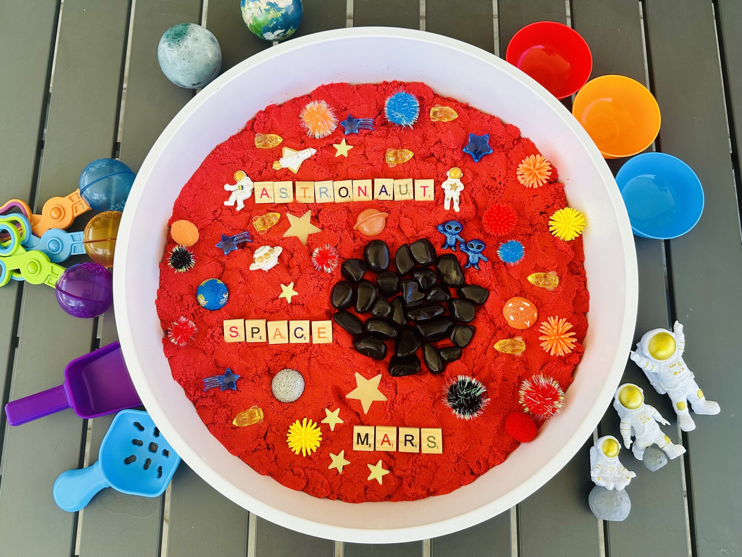 How To Make A Space Themed Sensory Bin - Raising Wild Things Sensory