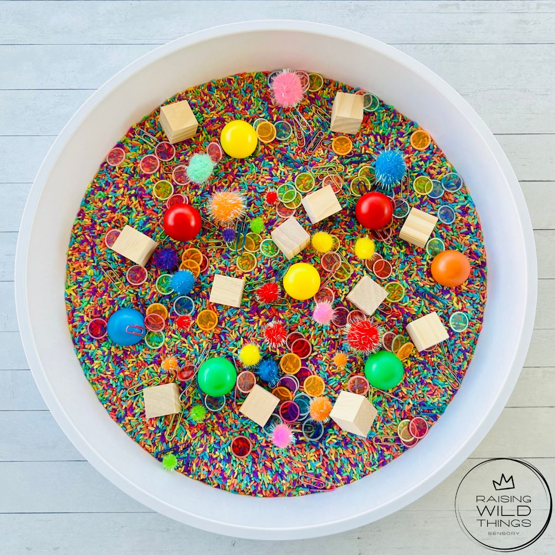 How To Make A Magnet Sensory Bin Using Rainbow Rice - Raising Wild ...