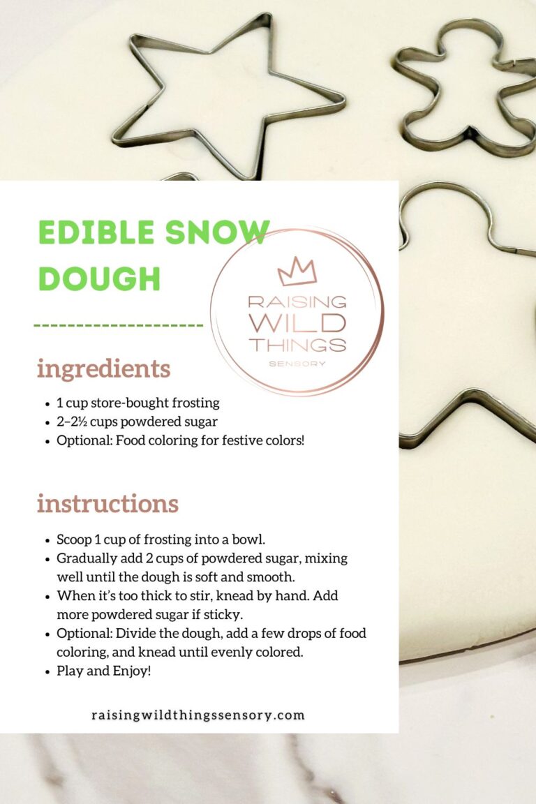 How To Make 2-Ingredient Edible Snow Dough - Raising Wild Things Sensory