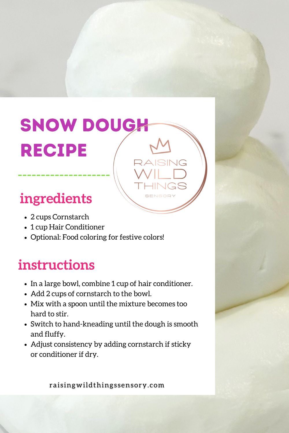 How to Make Snow Dough for Sensory Play - Raising Wild Things Sensory