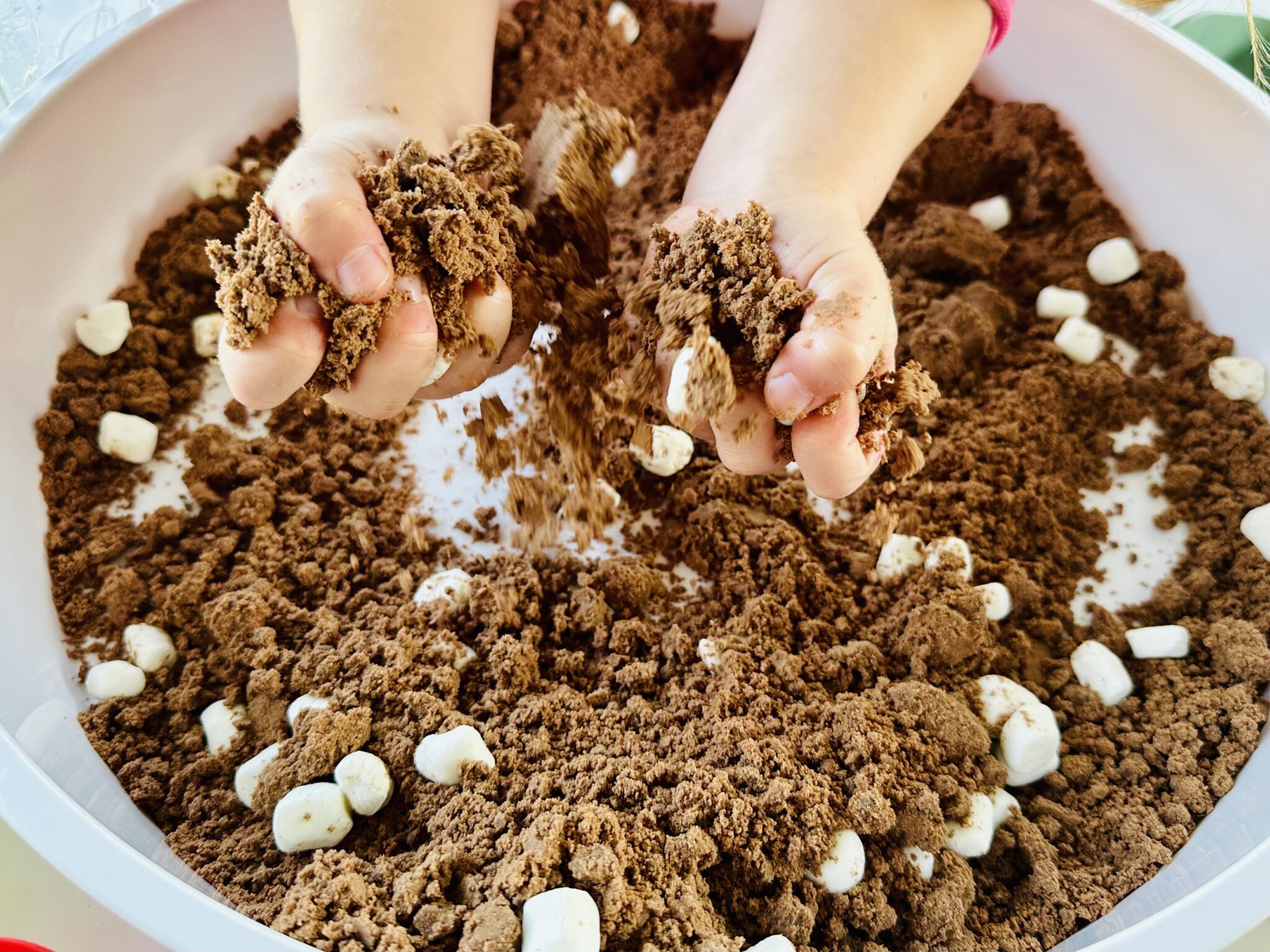How To Make Hot Chocolate Cloud Dough - Raising Wild Things Sensory