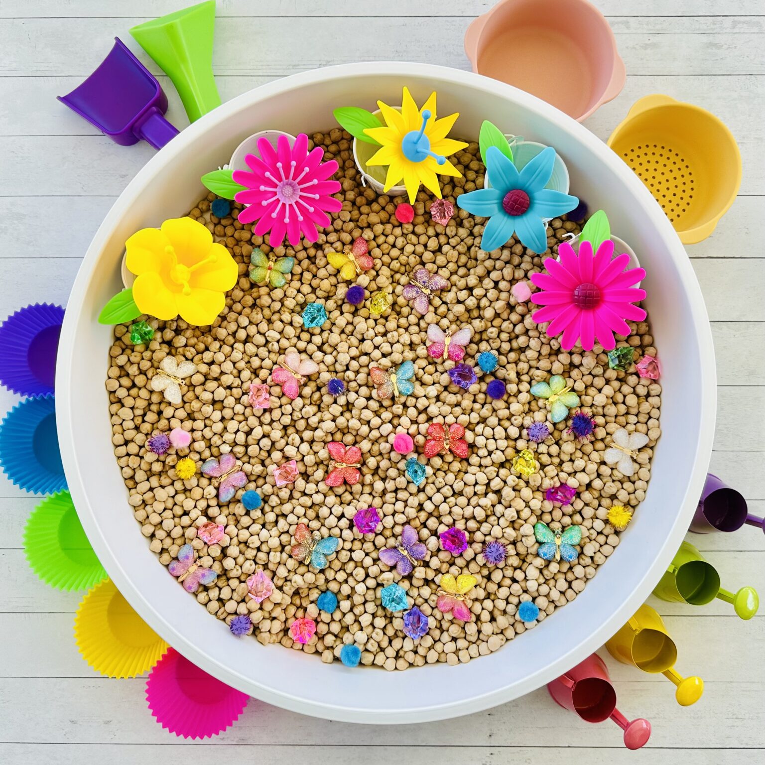 How To Make A Spring Garden Sensory Bin - Raising Wild Things Sensory