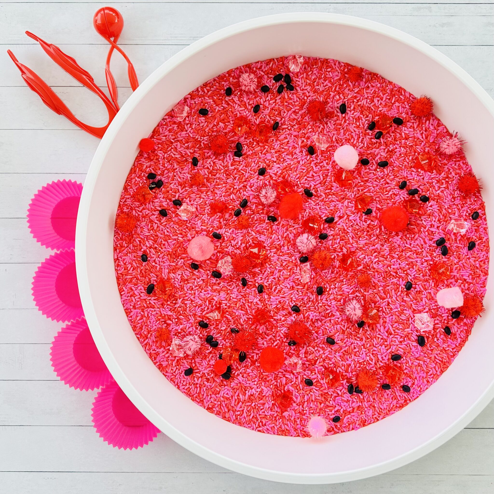 How To Make A Watermelon Colored Rice Sensory Bin - Raising Wild Things ...