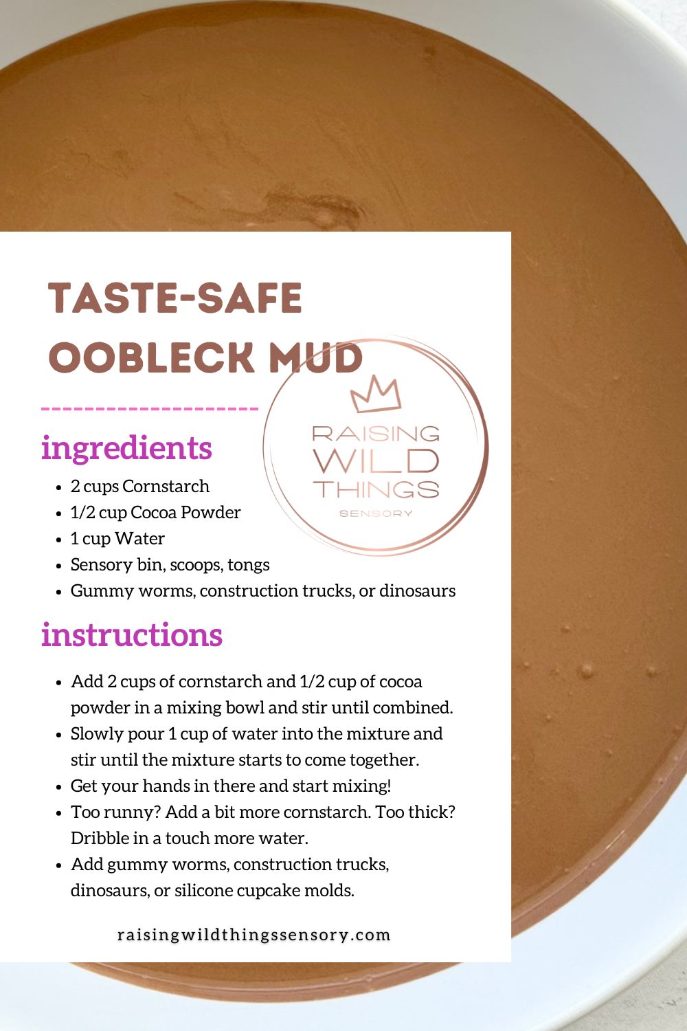 4 Recipes: How To Make Taste-Safe Sensory Mud & Dirt - Raising Wild ...