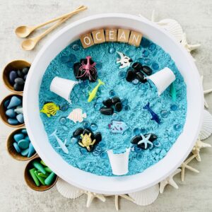 How To Make A DIY Kinetic Sand Ocean Sensory Bin - Raising Wild Things ...