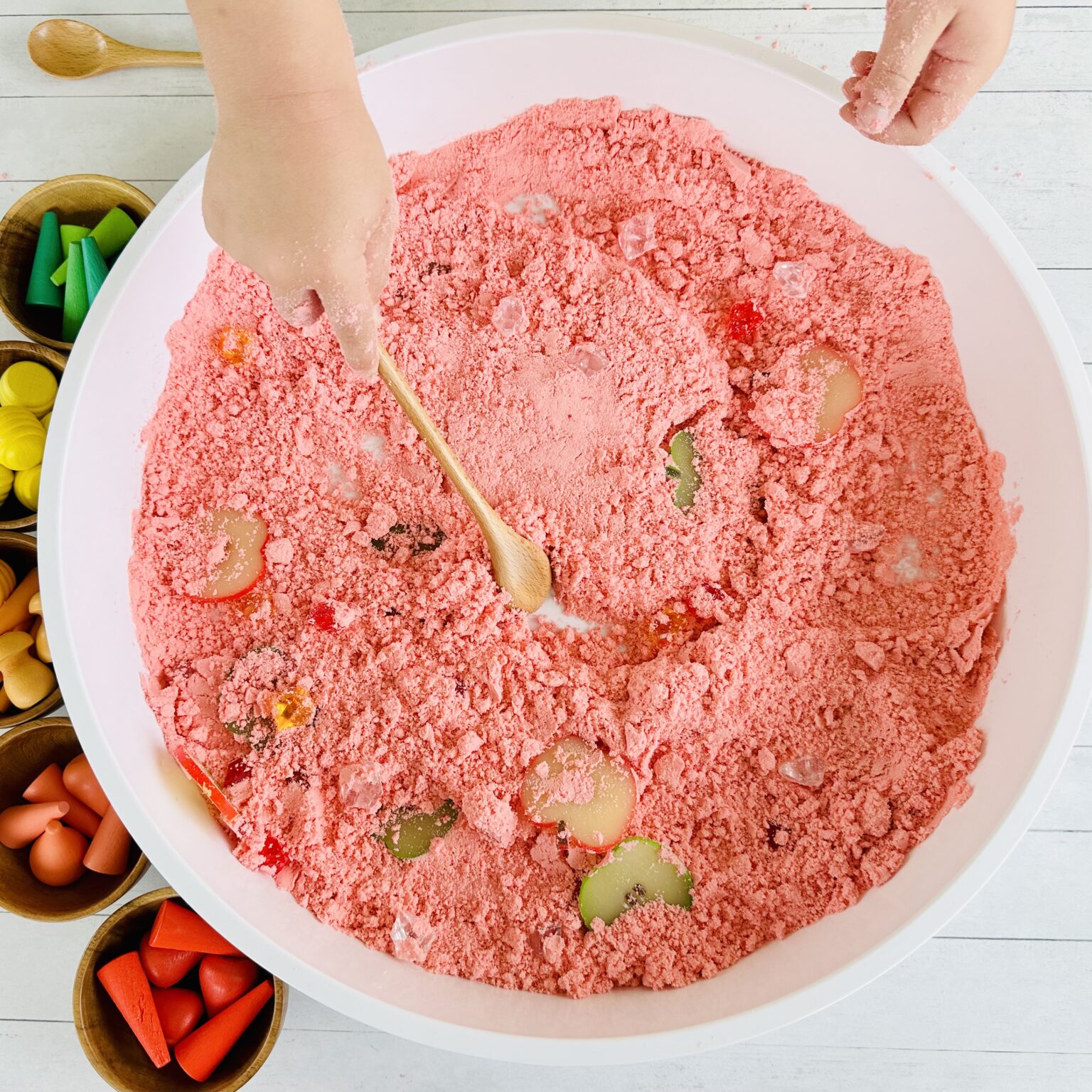 How To Make An Apple Moon Sand Sensory Bin - Raising Wild Things Sensory