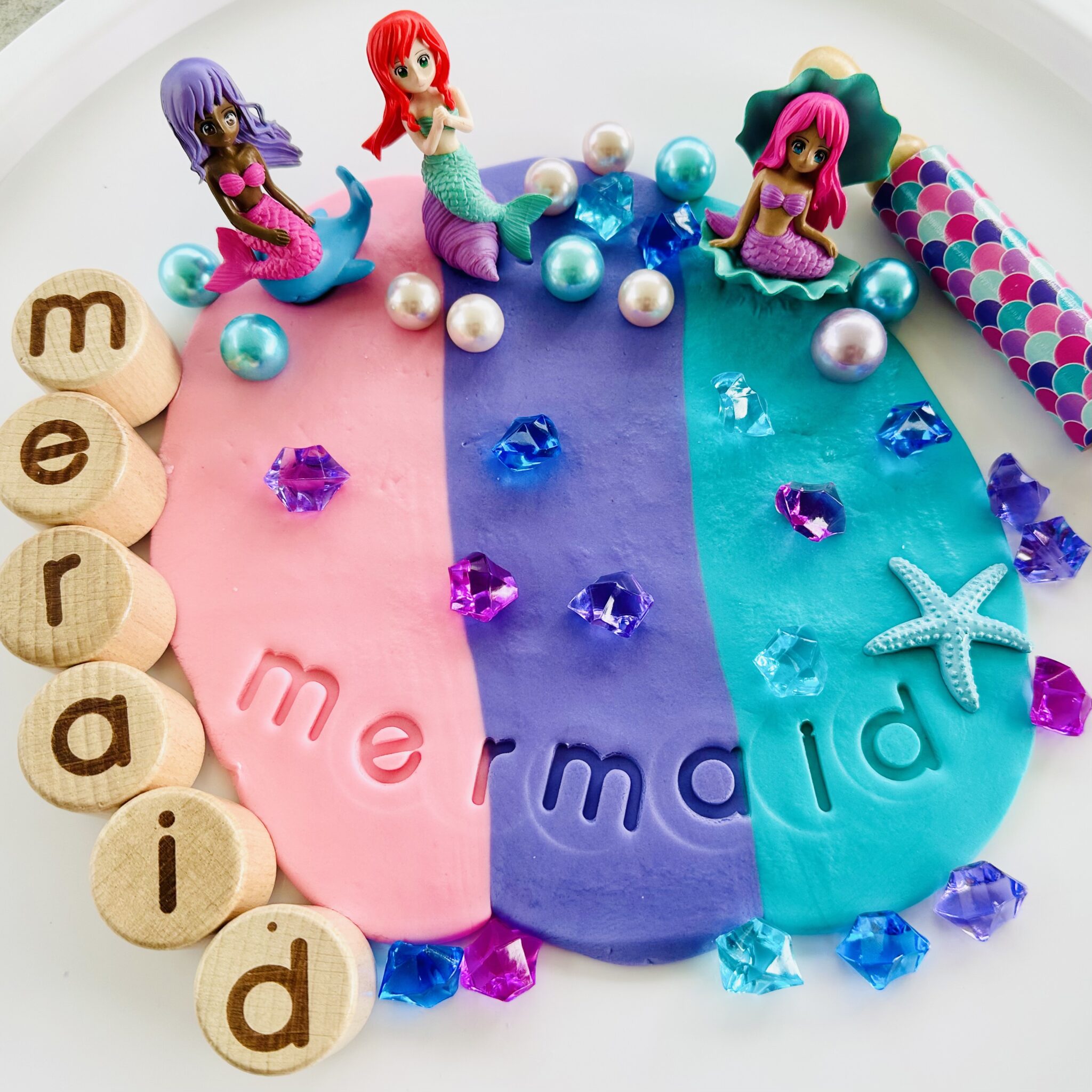 How To Make Mermaid Edible Playdough - Raising Wild Things Sensory