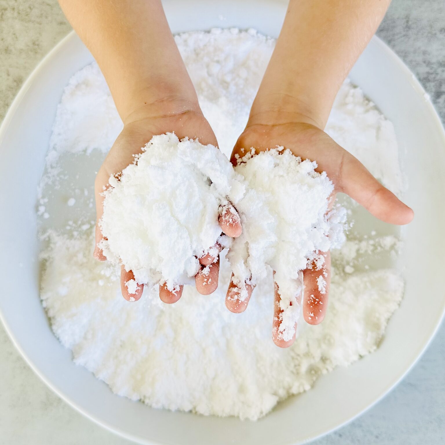 The Best Fake Snow Recipe For Sensory Play - Raising Wild Things Sensory